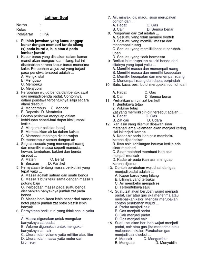 Latihan Soal IPA Kls 4 | PDF