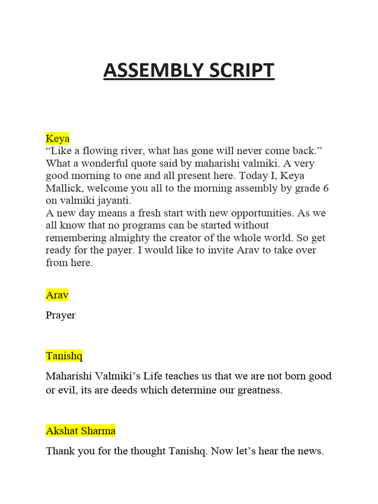 Assembly Script | PDF | Ramayana | Rama