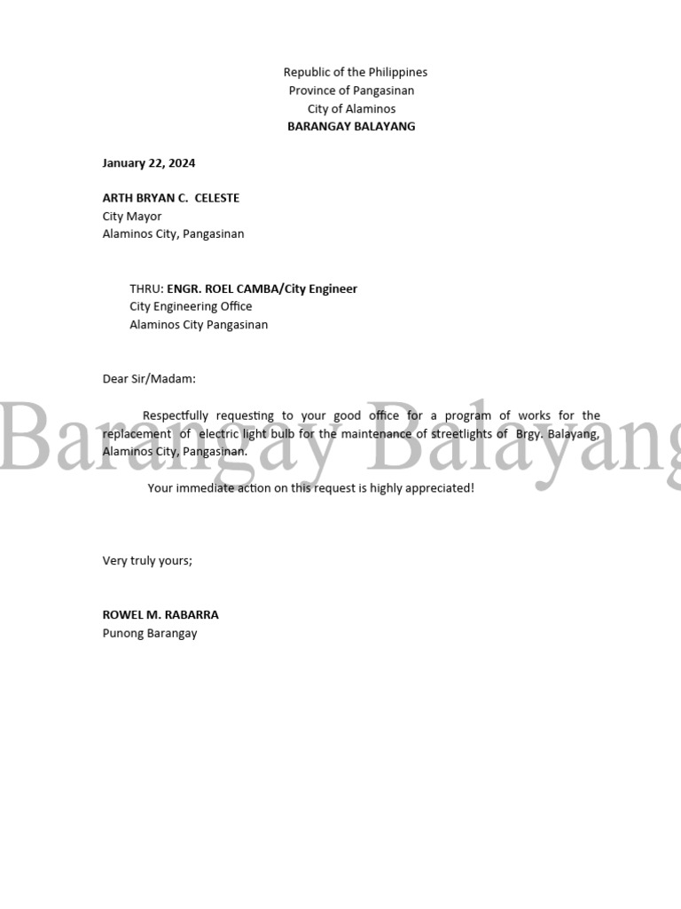 Request Letter For Pow | PDF