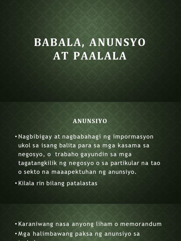Larang Anunsyo Babala at Paalala | PDF