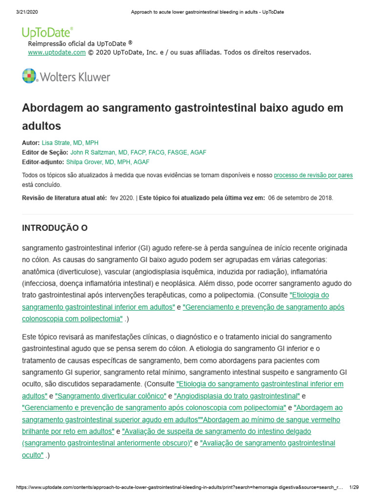 Approach to Acute Lower Gastrointestinal Bleeding in Adults - UpToDate ...