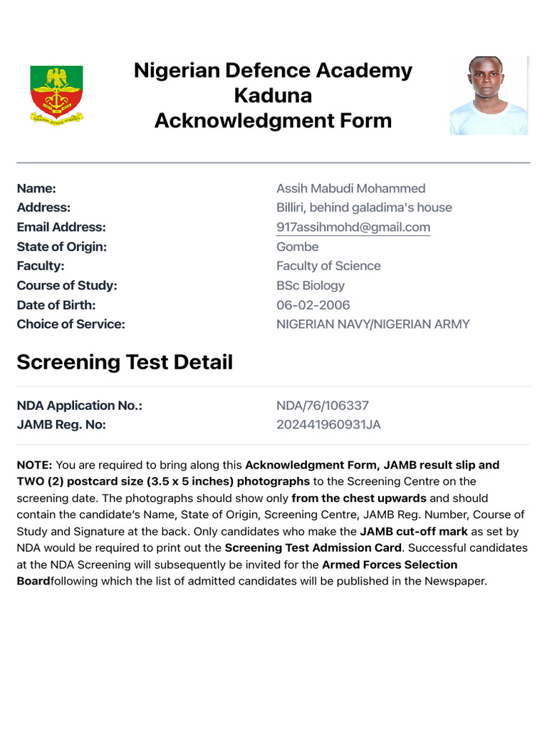 NDA 76th Regular Course Application | PDF