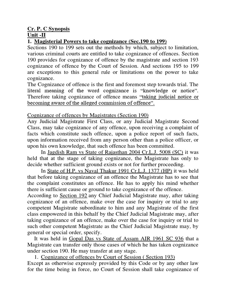 CRPC Synopsis Unit - II | PDF | Bail | Search Warrant