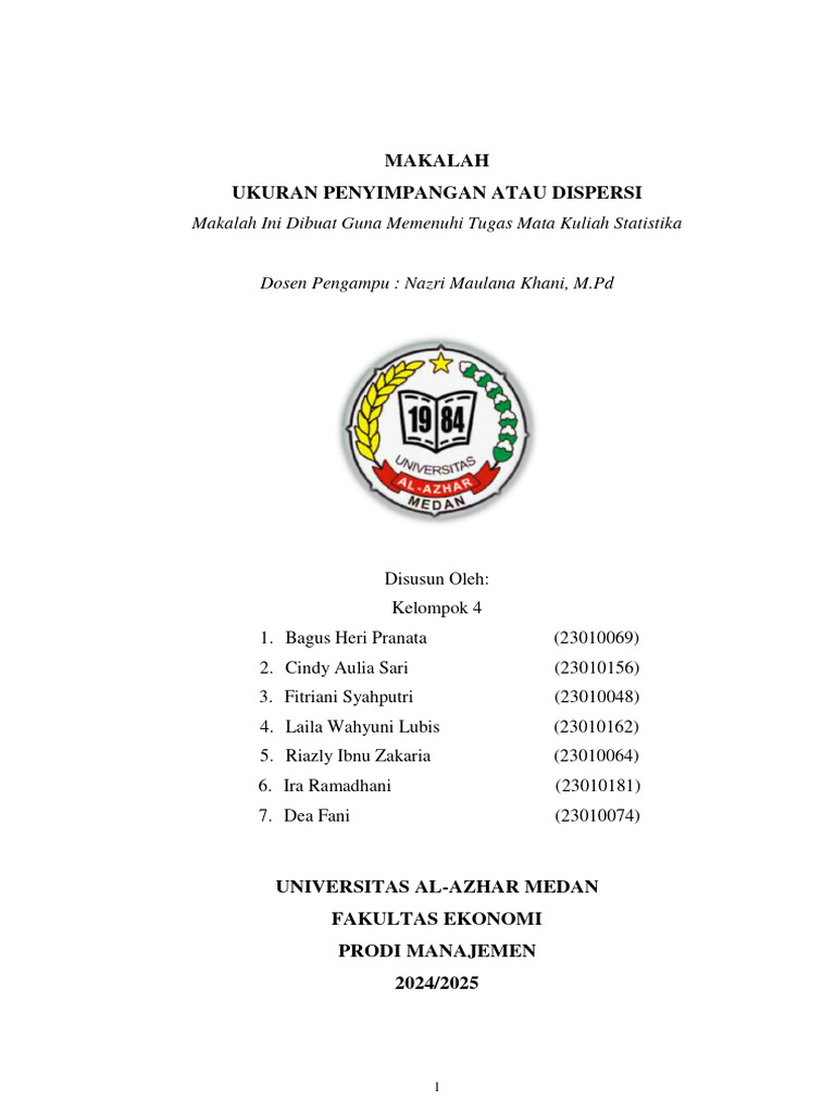 Ukuran Dispersi dalam Statistika | PDF