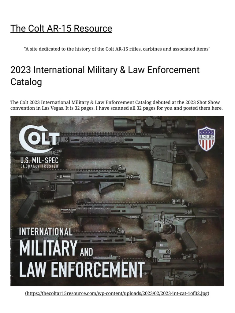 Colt AR-15 Military Catalog 2023 | PDF | Projectiles | Personal Weapons