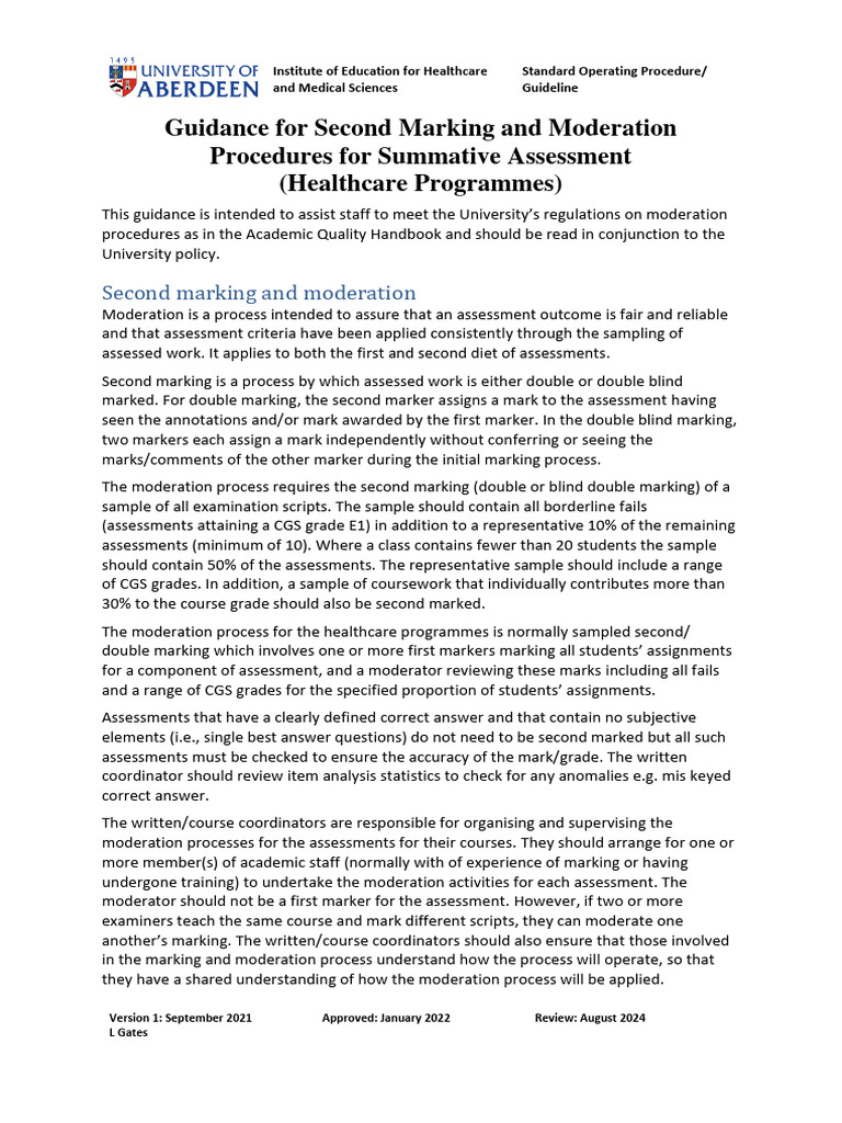 Guidance On Iehms Moderation Procedures | PDF | Sampling (Statistics)