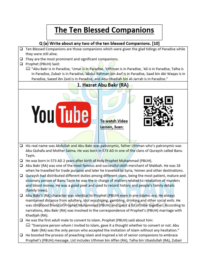 10 Blessed Companions | PDF | Muhammad | Umar