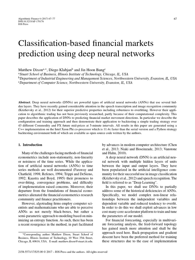 Classification-Based Financial Markets Prediction Using Deep Neural ...