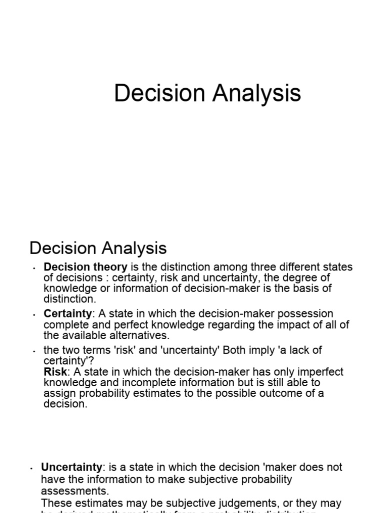 Decision Analysis | PDF | Risk | Decision Theory