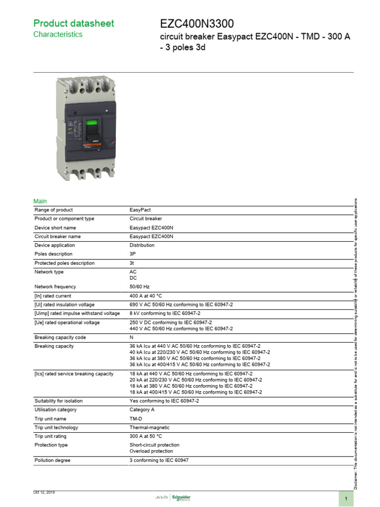 EasyPact EZC - EZC400N3300 | PDF | Alternating Current | Electrical Equipment