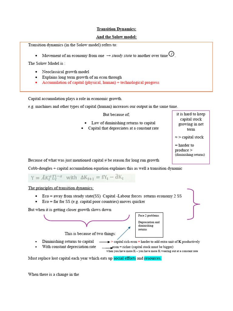 Transition Dynamics | PDF | Economic Growth | Economies