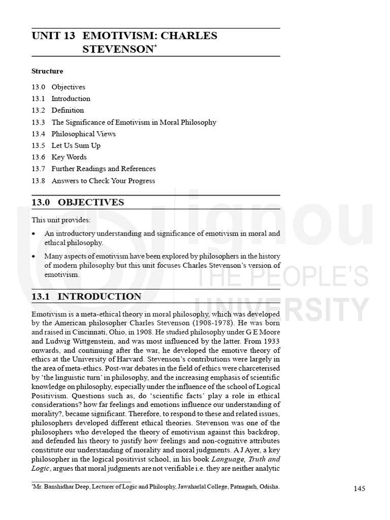 Emotivism in Moral Philosophy: Stevenson | PDF | Western Philosophy ...
