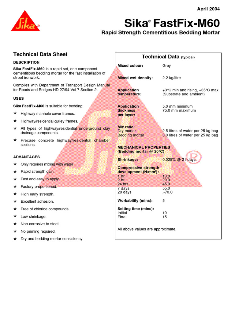 (Sika) Sika Fastfix-M60 | PDF | Concrete | Applied And ...