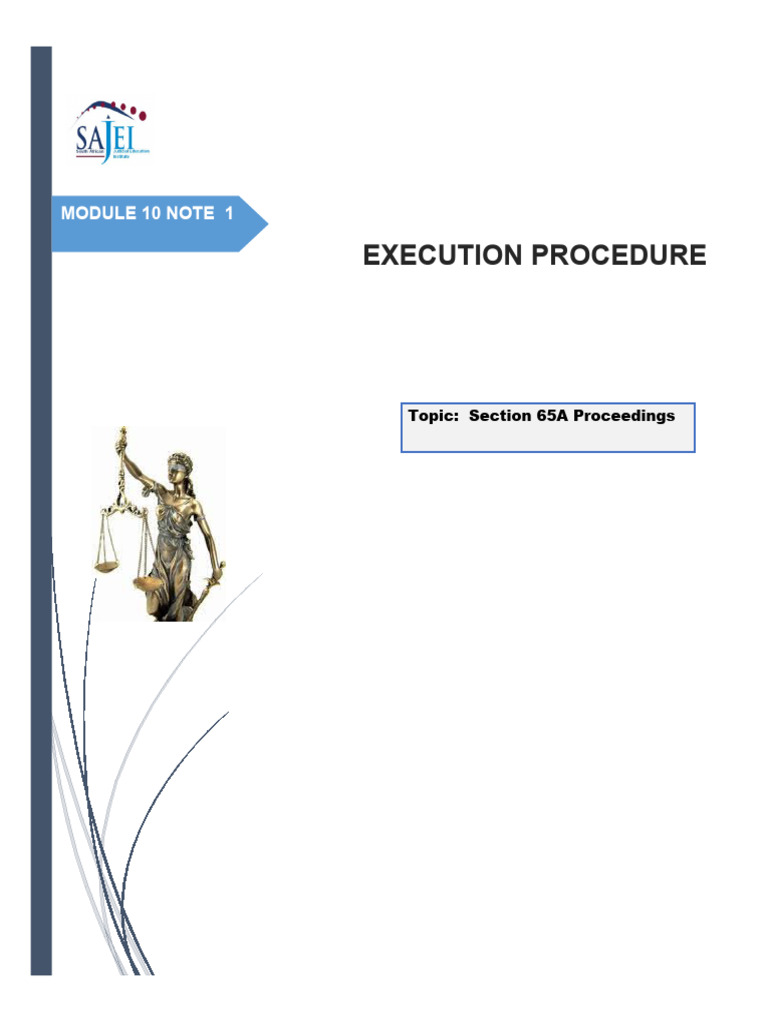 Section 65A Proceedings Overview | PDF | Judgment (Law) | Garnishment