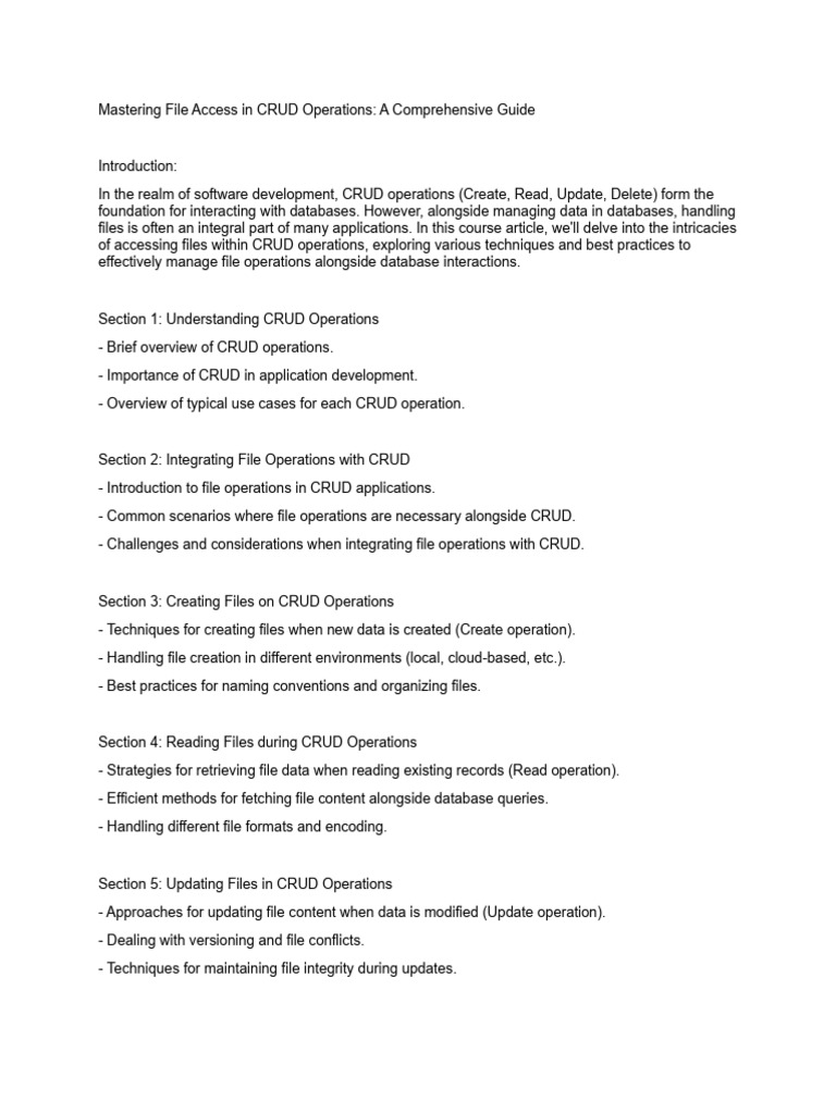 Mastering File Access in CRUD Operations | PDF | Computer File | Databases