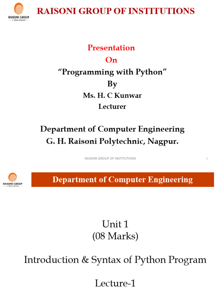 UNIT-1 | PDF | Python (Programming Language) | Data Type