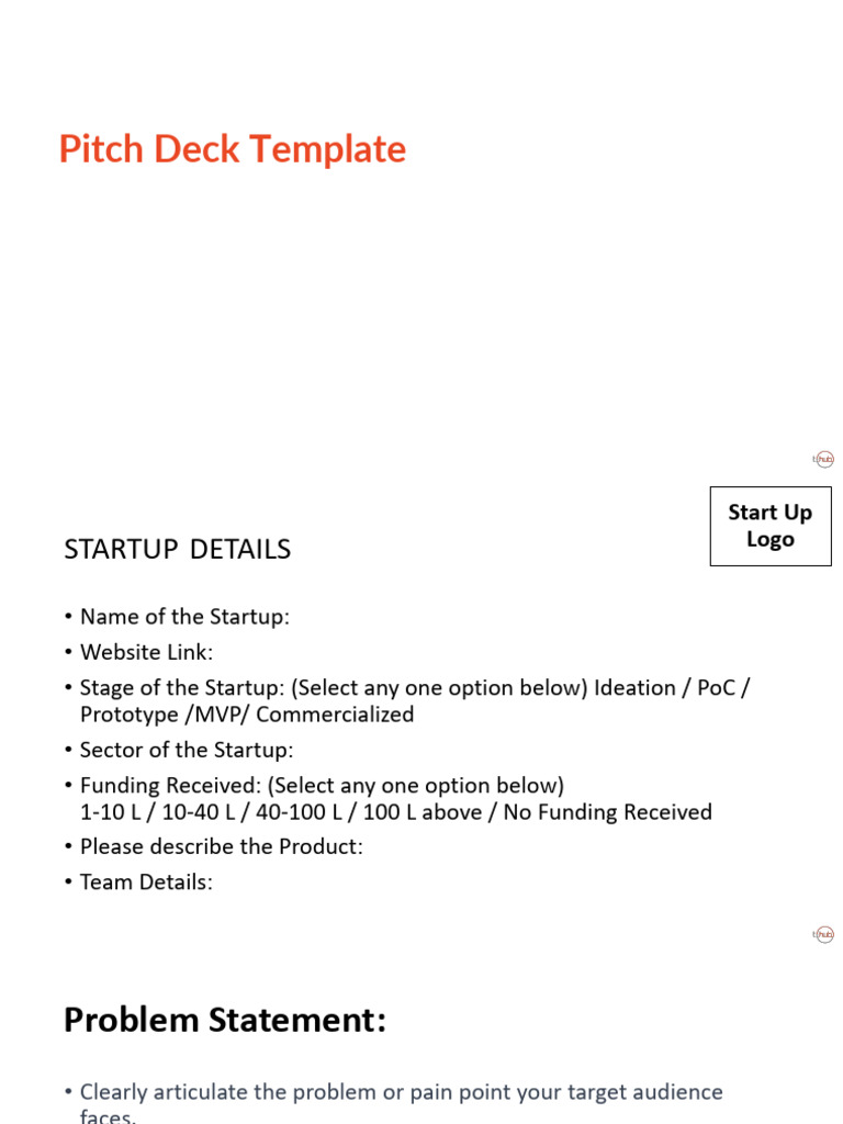 Pitch Deck Template Pdf Target Audience Small Business