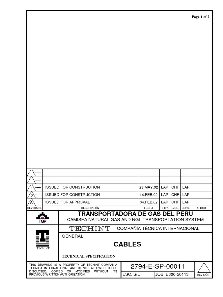 Cables: Transportadora de Gas Del Peru | PDF | Electrical Conductor ...