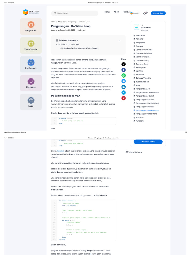 Memahami Pengulangan Do While Loop - Vba - Co.id | PDF