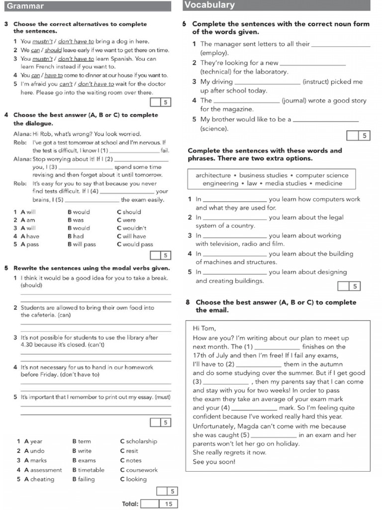Checkpoint b1+ Unit 5 | PDF