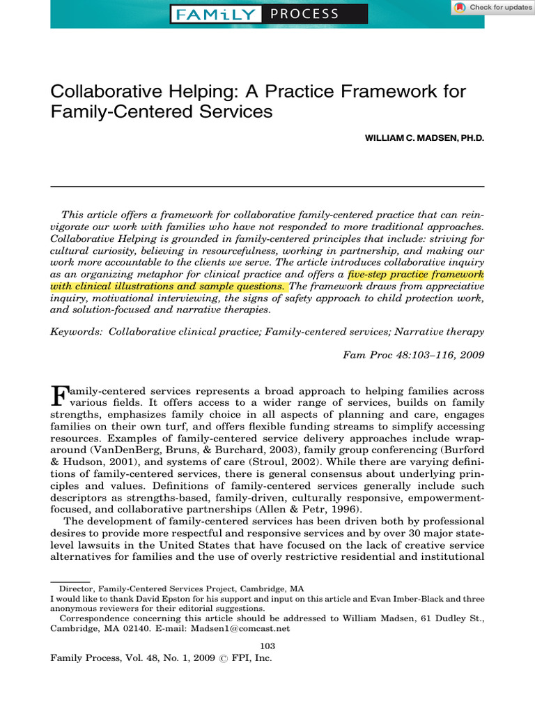 Collaborative Helping A Practice Framework For Family-Centered Services ...
