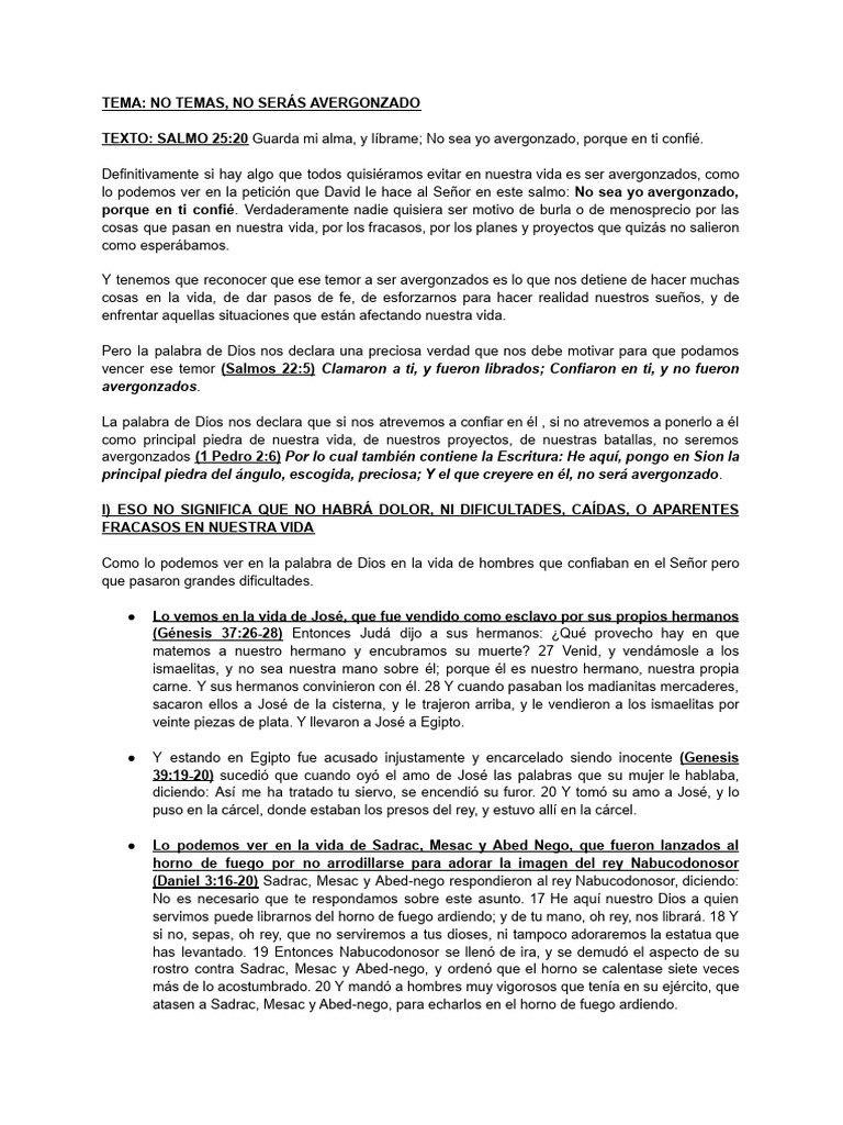 No Temas: No Serás Avergonzado | PDF | Nabucodonosor Ii | Salmos