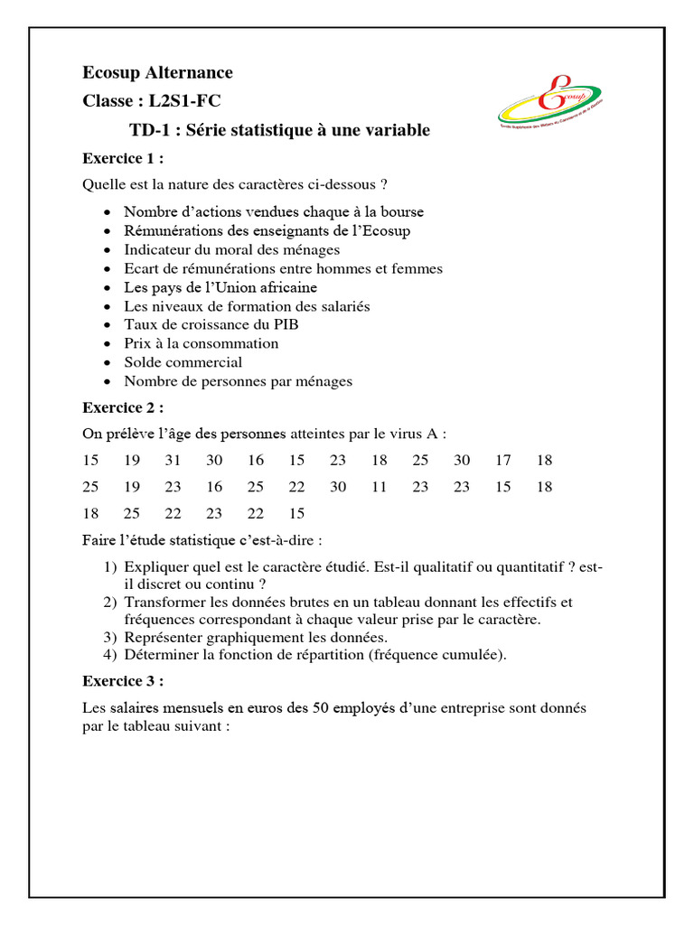 TD-1 Série À Une Variable L2-FC | PDF | Salaires | euro