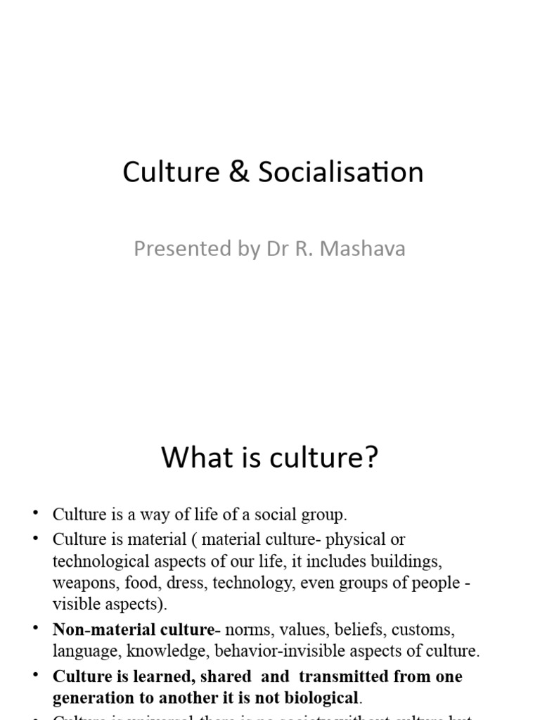Culture and Socialisation | PDF | Socialization | Society