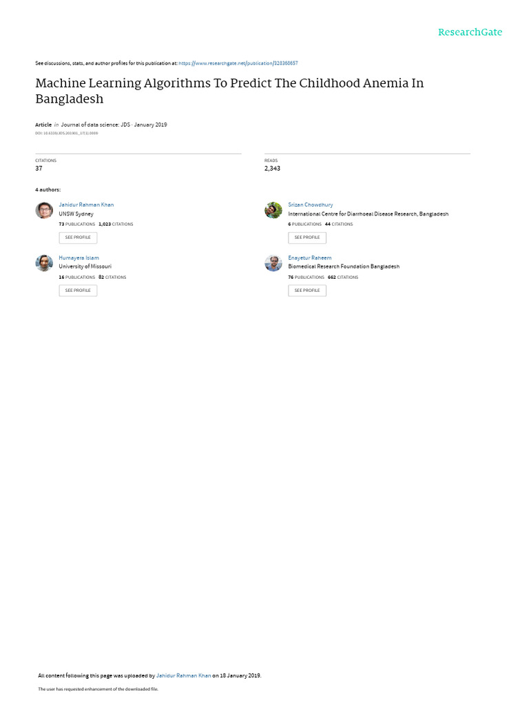 Machine Learning Algorithms To Predict The Childhood Anemia in Bangladesh | PDF | Machine ...