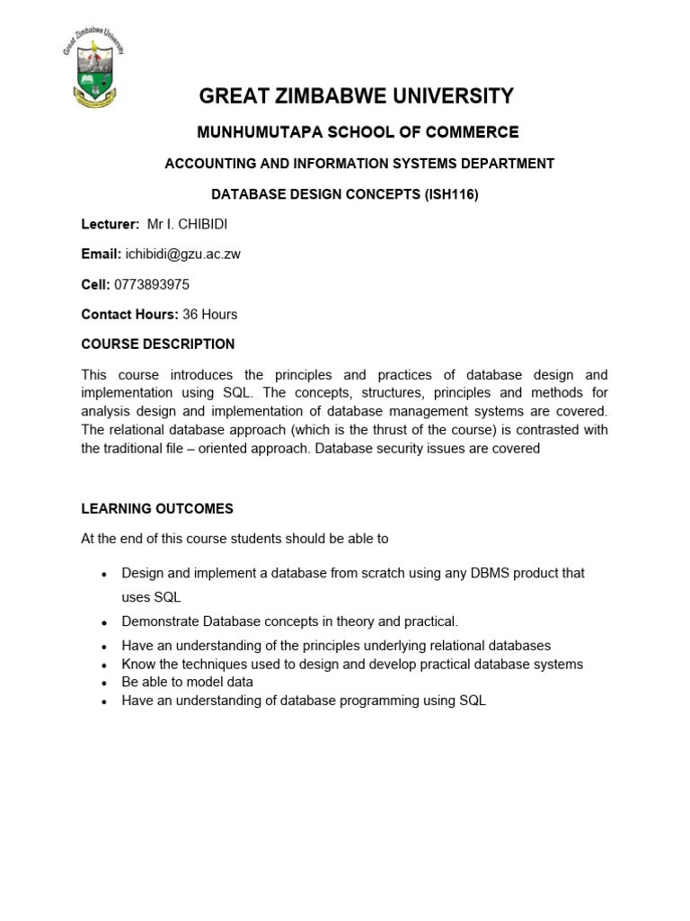 ISh116 Course Outline-1 | PDF | Databases | Relational Model