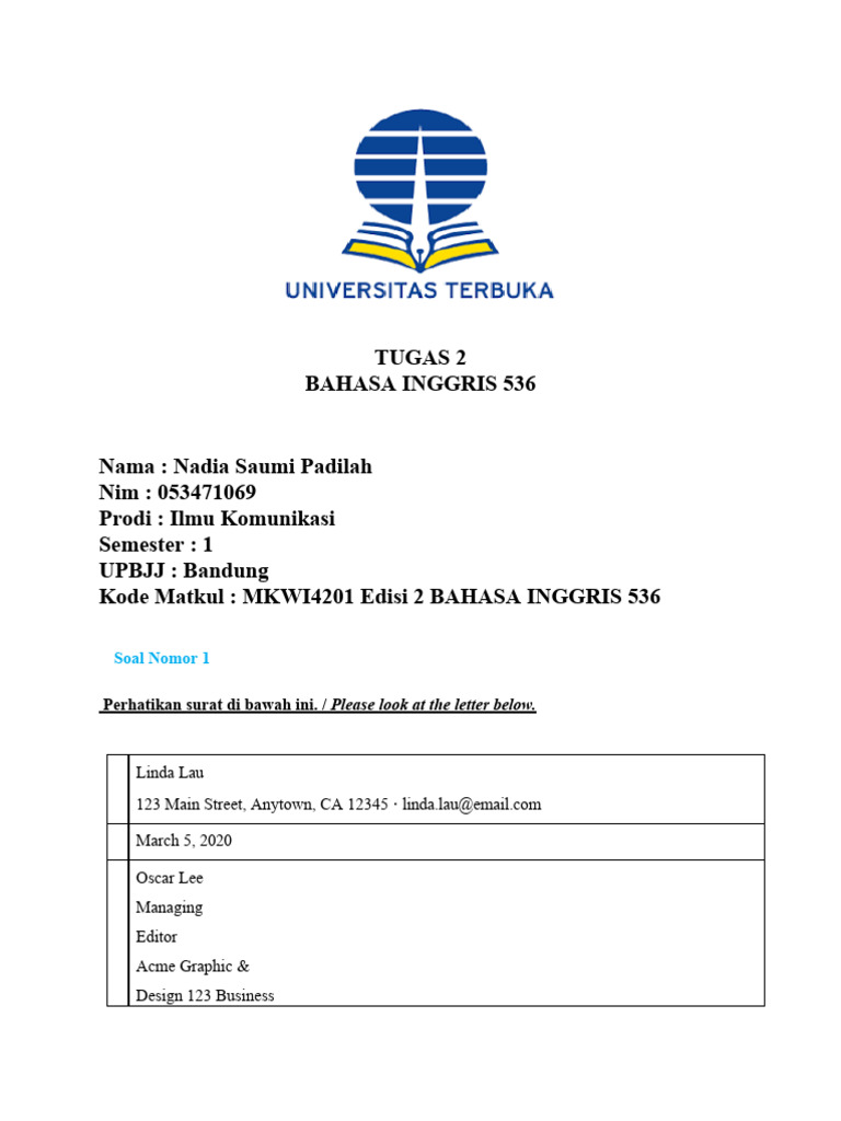 Tugas Tutorial Ke-2 | PDF