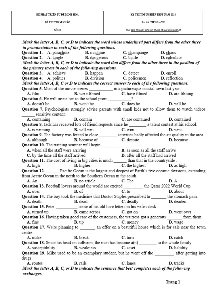 thuvienhoclieu.com-De-thi-thu-TN-THPT-2024-Tieng-Anh-phat-trien-tu-de-minh-hoa-De-10 | PDF ...