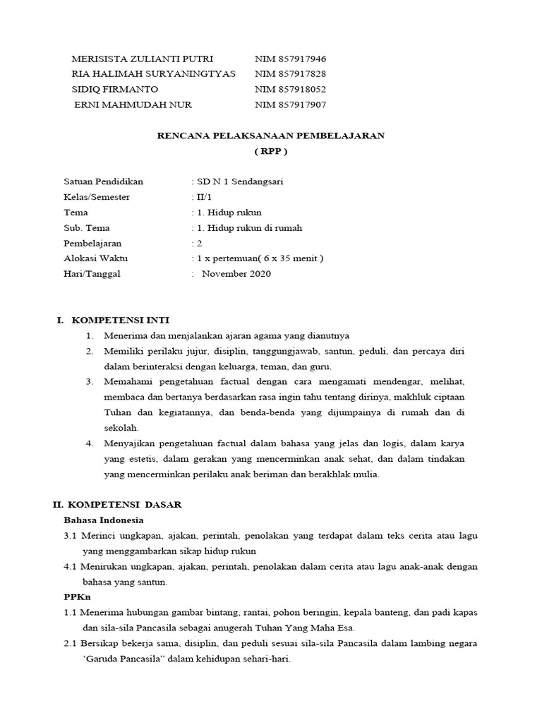RPP Kelas Rendah | PDF | Seni & Disiplin Bahasa