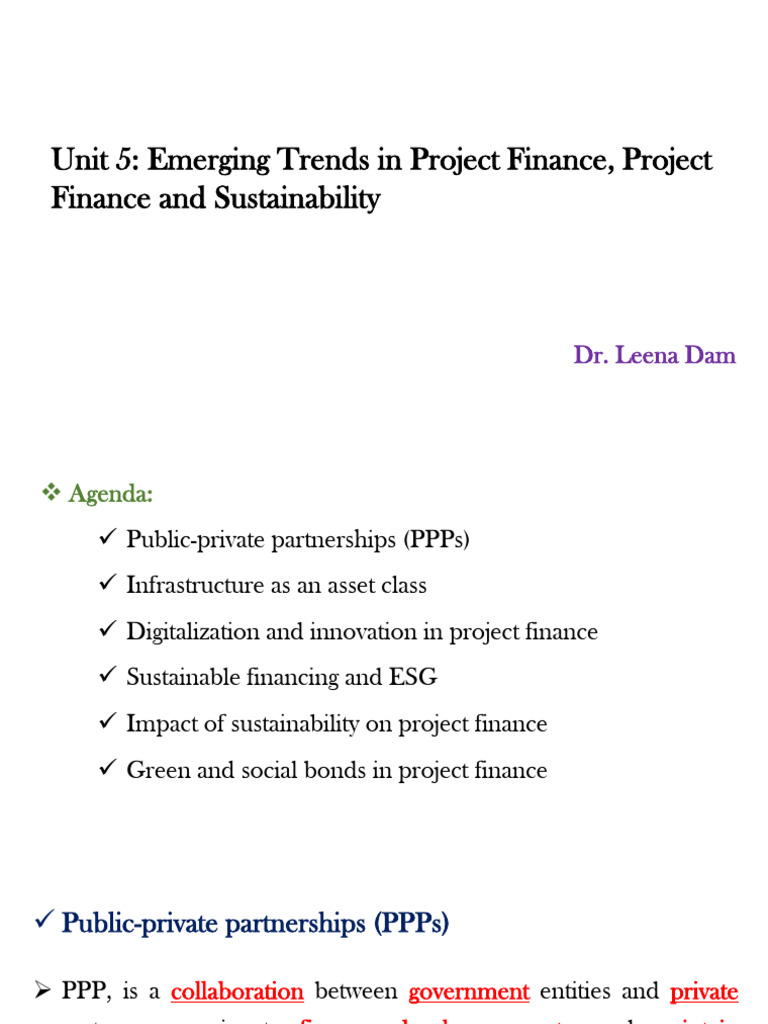 Unit 5 - Project Finance - Dr. Leena | PDF | Economies | Investing