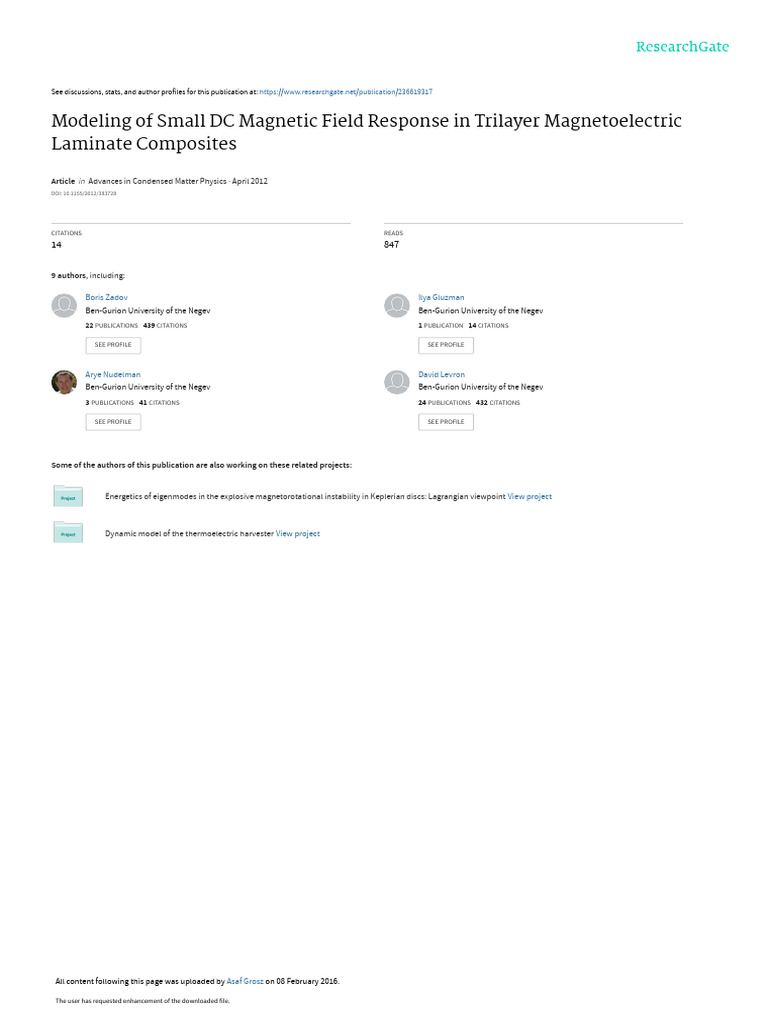 Modeling of Small DC Magnetic Field Response in TR | PDF | Stress ...