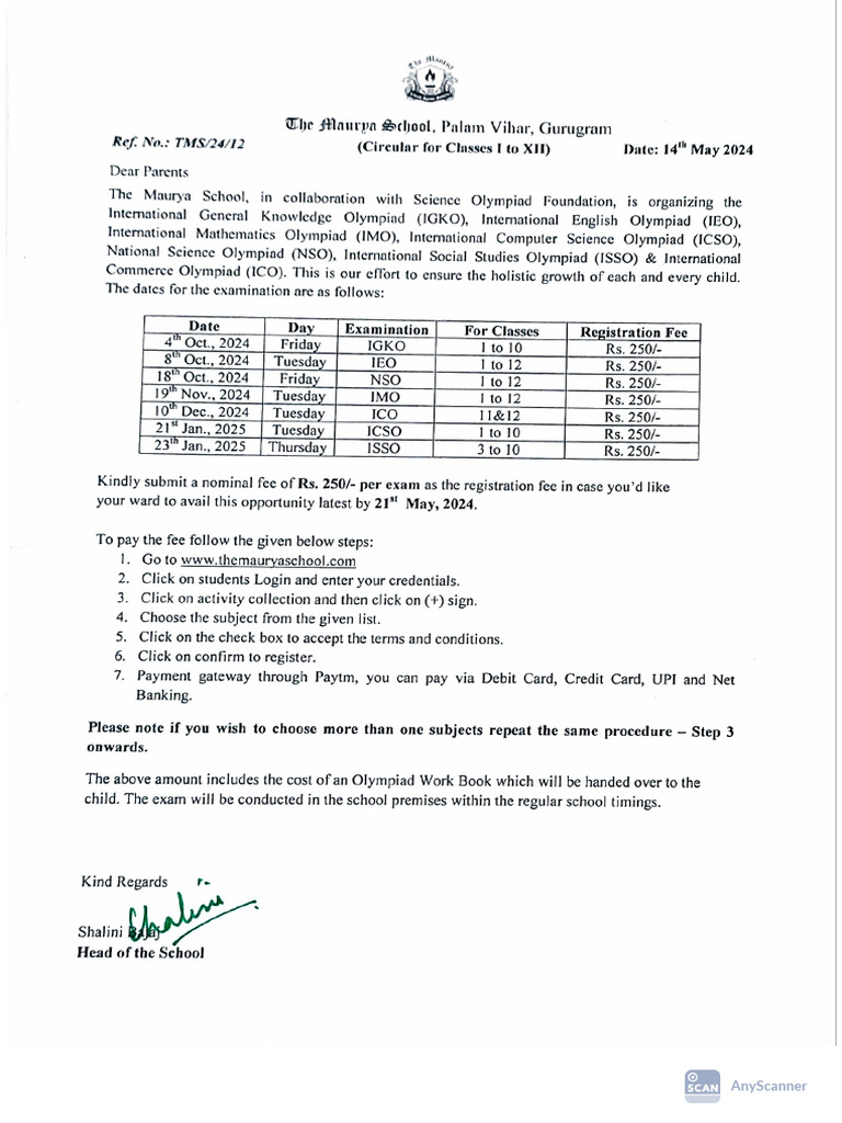 Olympiad Circular - (2024-25) | PDF