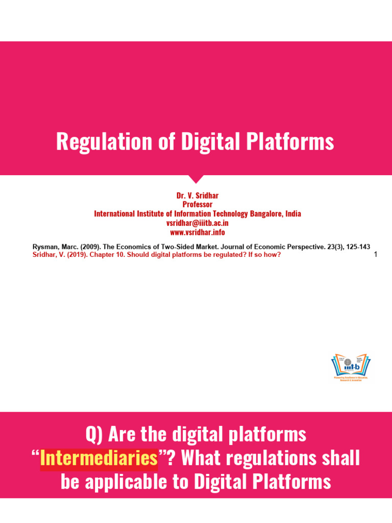 Digital Platform Regulation | PDF | Blog | Pricing