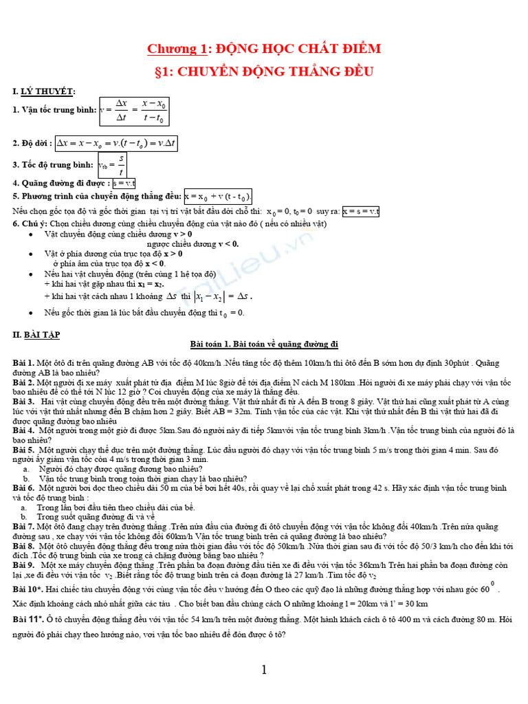 Baitap Vat Ly 10 NC Chuong2 4451 | PDF