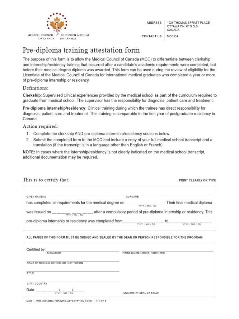 Pre-diploma-training-attestation-form | PDF | Residency (Medicine ...