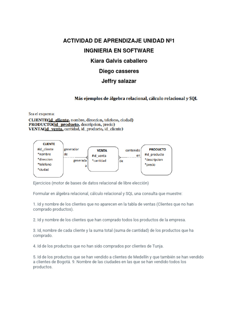 Actividad de Aprendizaje Unidad Nº1 | PDF | SQL | Recuperación de información