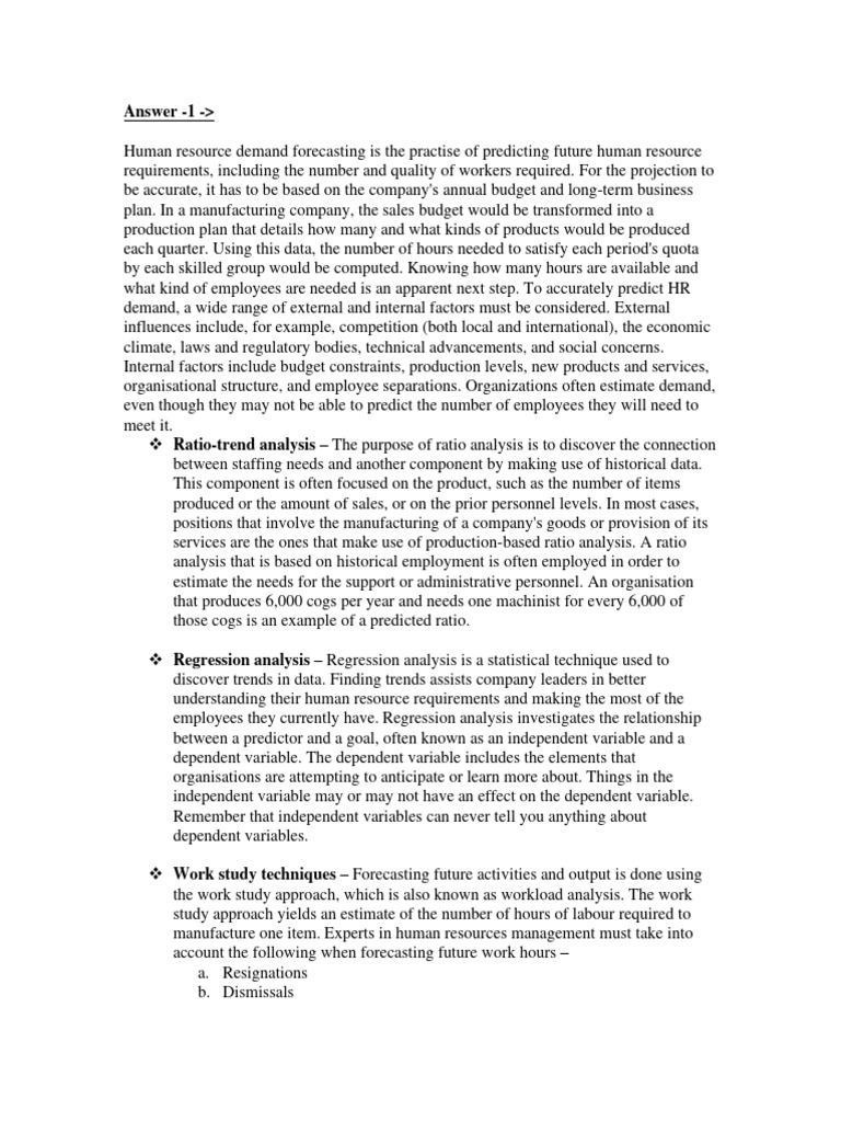 Effective HR Demand Forecasting Techniques | PDF | Dependent And Independent Variables ...