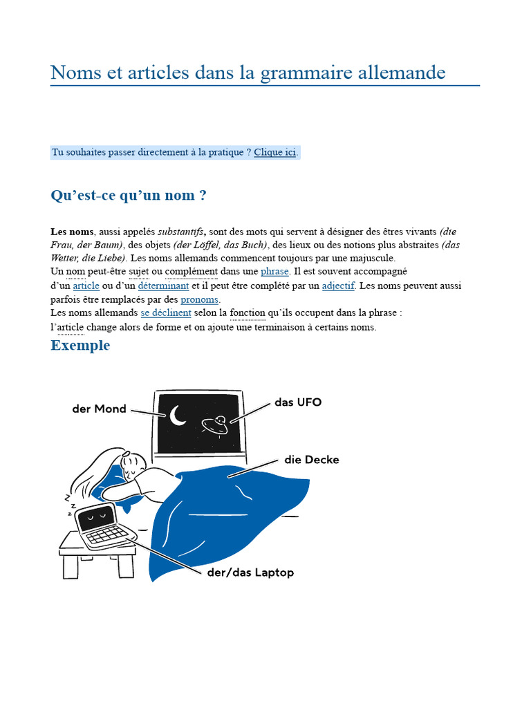 Noms et articles en allemand : guide complet | PDF | Genre grammatical ...