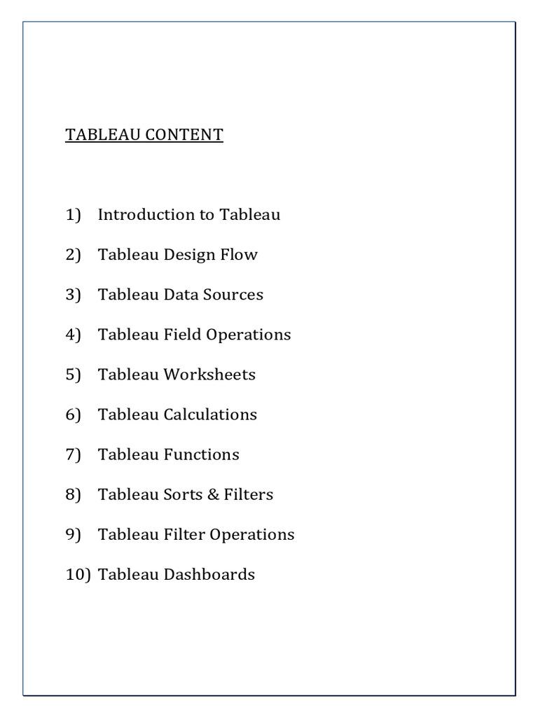 Tableau Content 1 (1) | PDF | Boolean Data Type | Worksheet