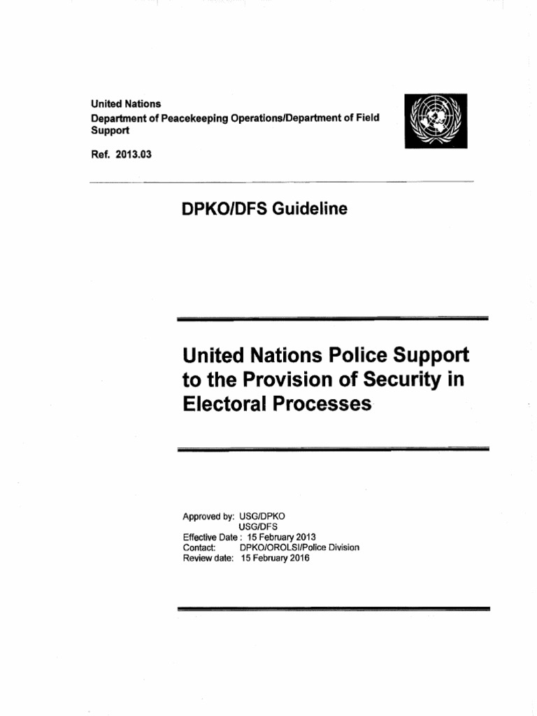 UN Police Guidelines for Electoral Security | PDF | United Nations ...