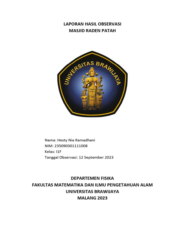 Observasi Masjid Raden Patah UB | PDF
