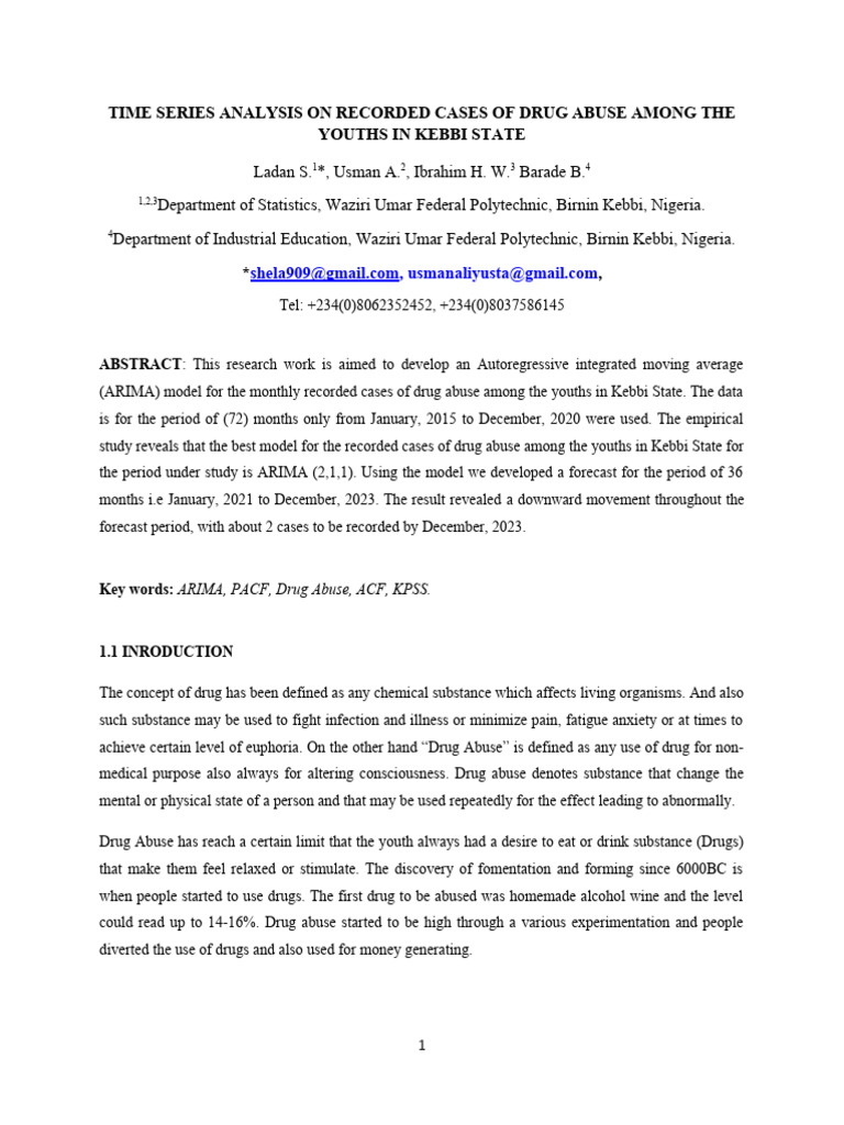 Drug Abuse Paper Edited | PDF | Autoregressive Integrated Moving ...