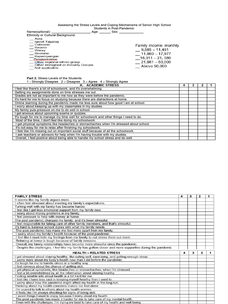 Survey Questionnaire2 | PDF | Relaxation (Psychology) | Stress (Biology)