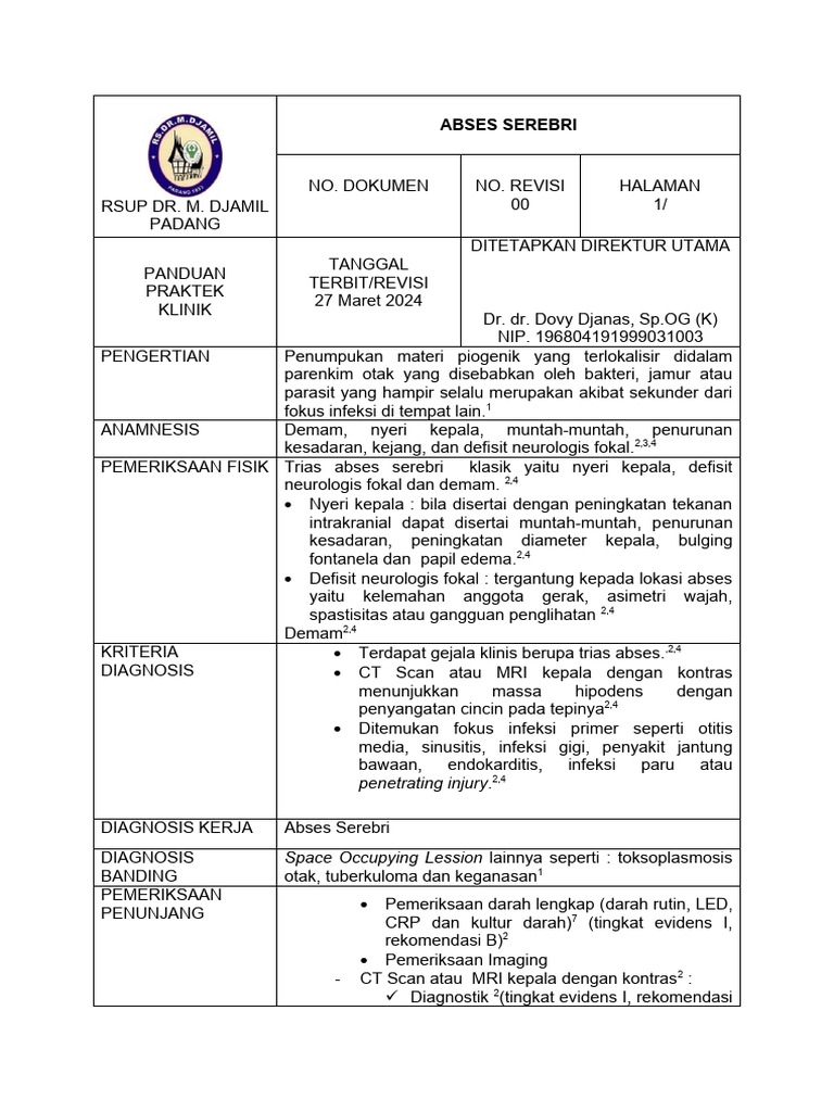 PPK ABSES SEREBRI Dengan Bedah Saraf Edit | PDF