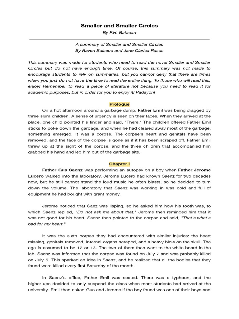 Smaller and Smaller Circles Summary | PDF