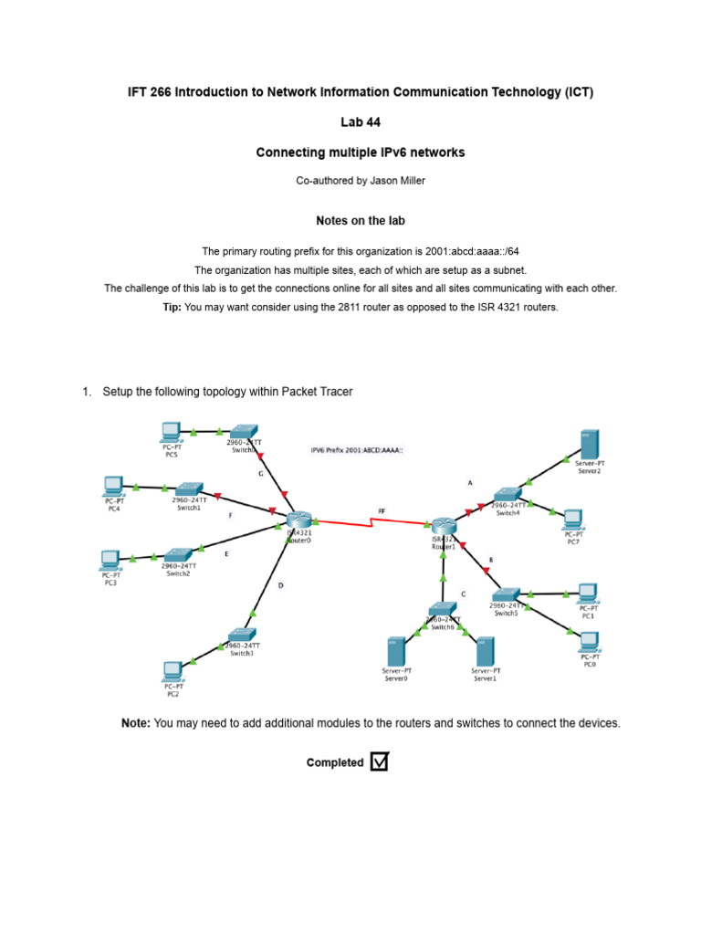 Lab 44 - Completed | Download Free PDF | Router (Computing) | Computer Network
